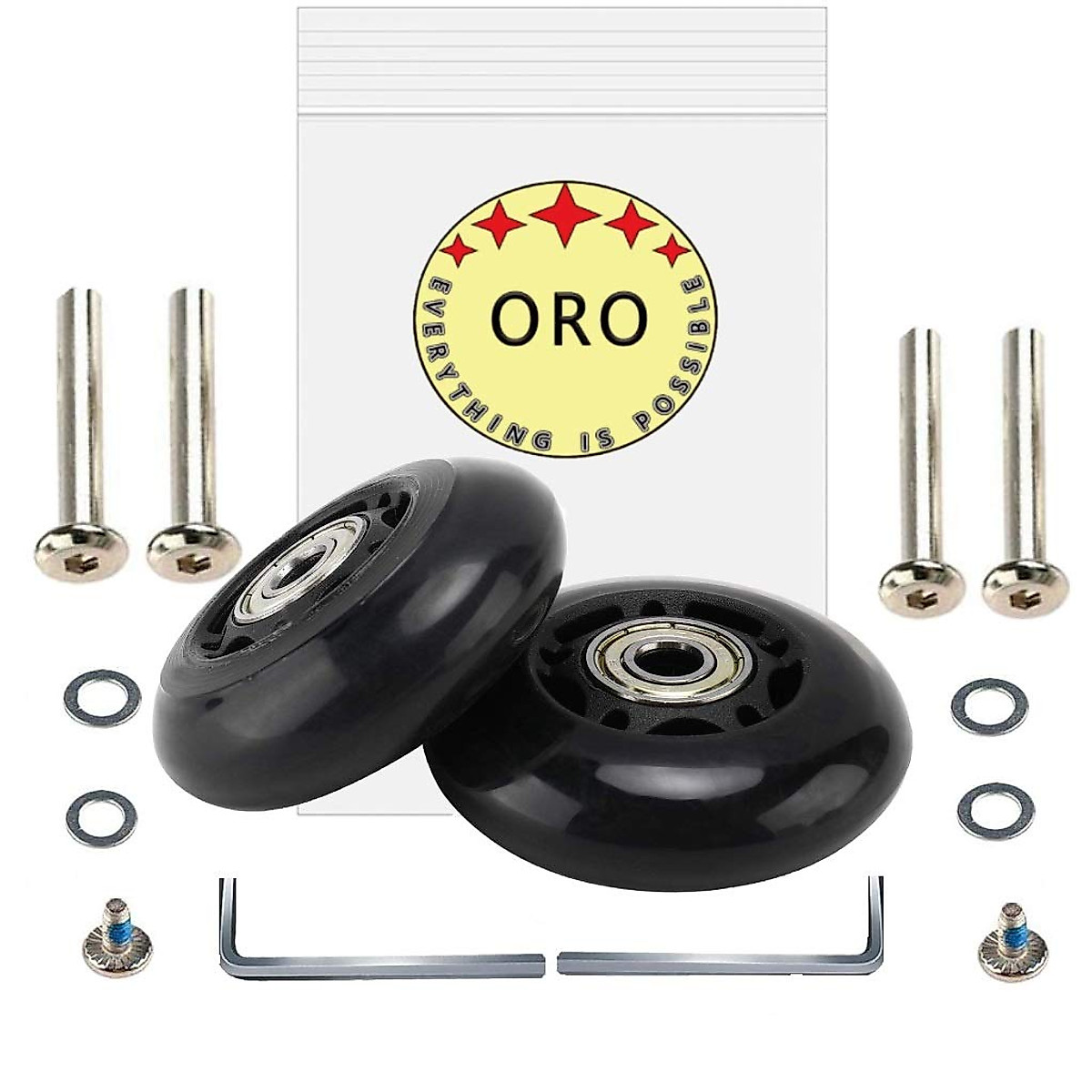 ORO 1 Pair Luggage Wheels Replacement 70mm Case Wheels with 8mm(0.31") Bearings Wheels for Suitcase and Inline Outdoor Skate and Caster Board (70 * 19mm)