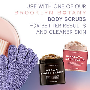 Brooklyn Botany Exfoliating Gloves for Bath and Shower – Heavy Duty Exfoliating Body Scrubber for Massage and Dead Skin Remover for Body – 1 Pair