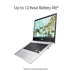 ASUS Chromebook CX1, 14" Full HD NanoEdge Display, Intel Celeron N3350 Processor, 64GB eMMC, 4GB RAM, Chrome OS, Transparent Silver, CX1400CNA-AS44FV