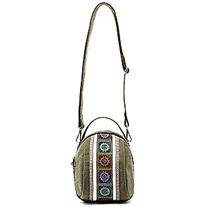 Goodhan Embroidery Canvas Crossbody Bag Cell phone Pouch Coin Purse for Women Girls,Army Green