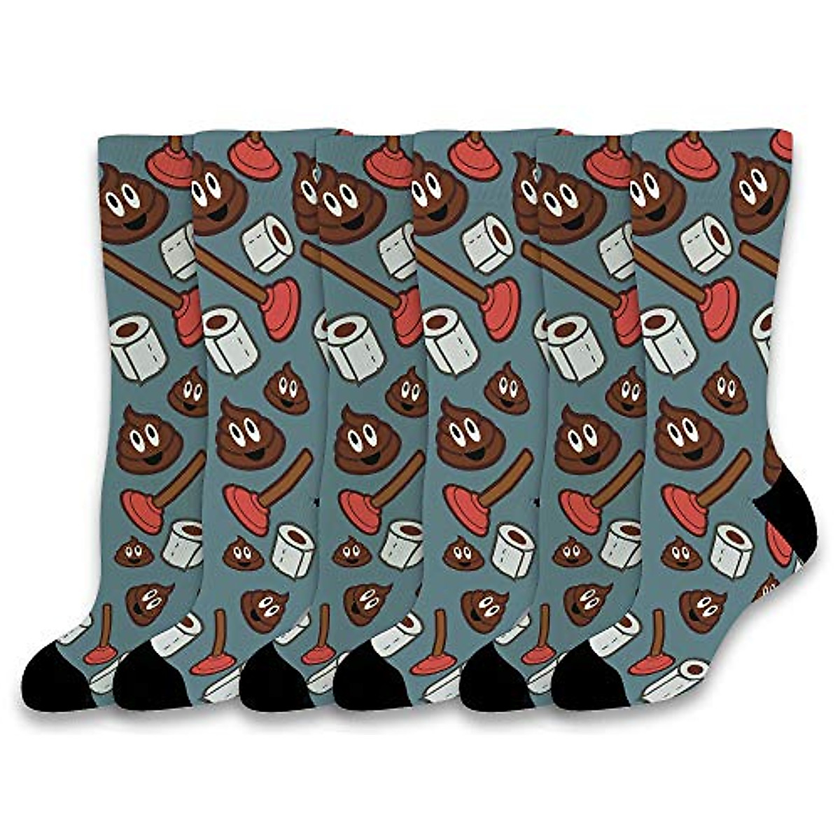 ThisWear Practical Joke Gifts for Women and Men TP and Poop Socks Funny Accessories 6-Pair Novelty Crew Socks