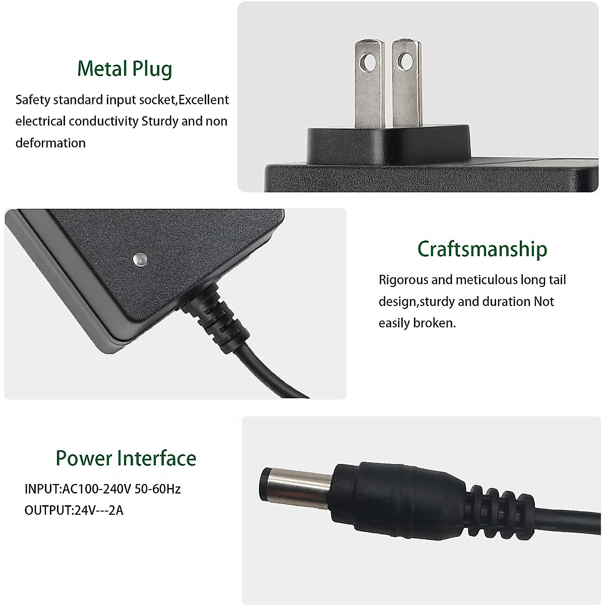 RedFringe 2 Pack 24V 2A 48W Power Supply Adapter,100-240V AC to DC 24Volt 2000Ma Converter Transformer with 5.5 x 2.5 mm DC Tip for 5050,3528 LED Strip 3D Printer CCTV Security System LCD Monitor.