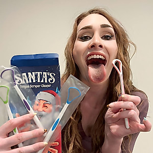 Tongue Scraper for Adults Cleaner Stocking Stuffers for Women Men White Elephant Gifts Christmas Womens Mens Teens Gag Funny Ideas Santa Cool Novelty Funniest Dad Her Him Girl Kids Who Have Everything