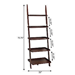 Convenience Concepts 5 shelves, American Heritage Bookshelf Ladder, Espresso, 72.75" x 25"