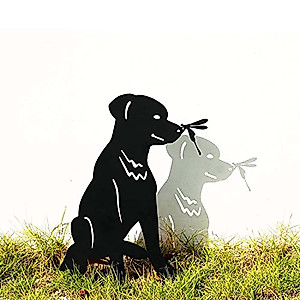 TT & MM Cat Dog Garden Decor Metal Stake - Set of 2 Cat Dog Gifts Yard Art Decorative Garden Stakes Cat Dog Statue for Outdoor Yard Decor, Patio, Lawn Decorations, Idea Cat Dog Lovers Gifts