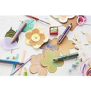 Multi-talented Pencil - STABILO woody 3-in-1 - Wallet of 10 - Assorted Colors + Sharpener