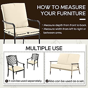 LOVTEX 19x19 Outdoor Chair Cushions Set of 2, Waterproof Patio Cushions for Outdoor Furniture with Removable Cover, Thick Outdoor Seat Cushions for Chairs with Straps and Portable Handle(Brown)