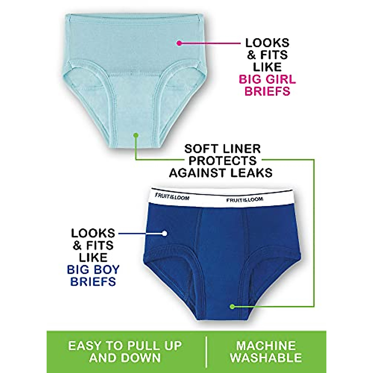 Fruit of the Loom Baby Toddler Potty Training Underwear (6 Pack), Girls Brief-Assorted Color, 18 Months