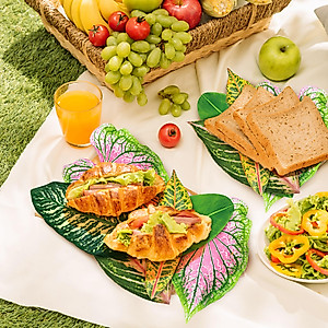 Kisston 100 Pcs Charcuterie Board Parchment Paper Tropical Leaves 8.7 Inch Paper Leaves for Cheese Board Double Sided Tropical Leaves Paper for Tropical Party Decorations Holiday Table Food Serving