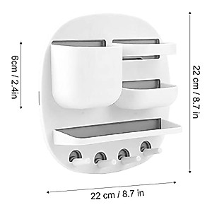 Wall Mount Shelf Accessories Organizer Self-Stick Bedside Storage Organizer for Earphone, Cell Phone Next to Bed & Table Dorm(White)