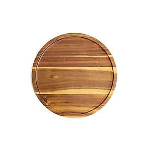 Lipper International 1255 Acacia Round Serving Tray with Groove for Snacks and Meals, 15"