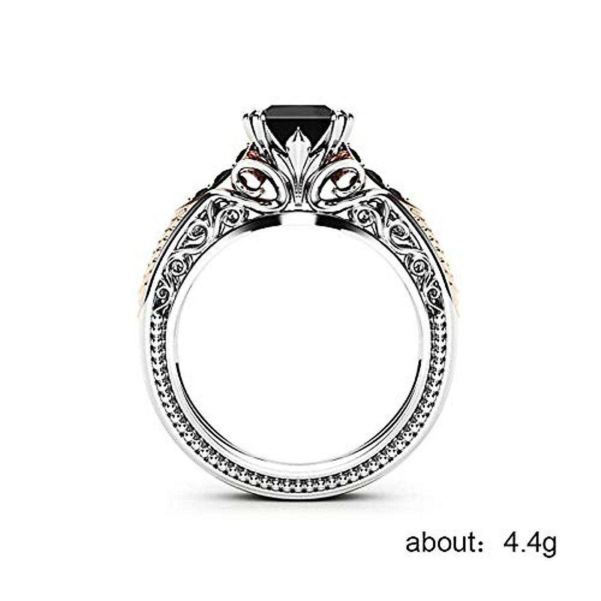 Vintage Fashion S925 Sterling Silver Black Square Ladies Ring Delicate Cutout Zircon Moissanite Zircon Set Carat Diamond Elegant Cutout Ring Eternity Engagement Ladies Wedding Rings czc017(6)