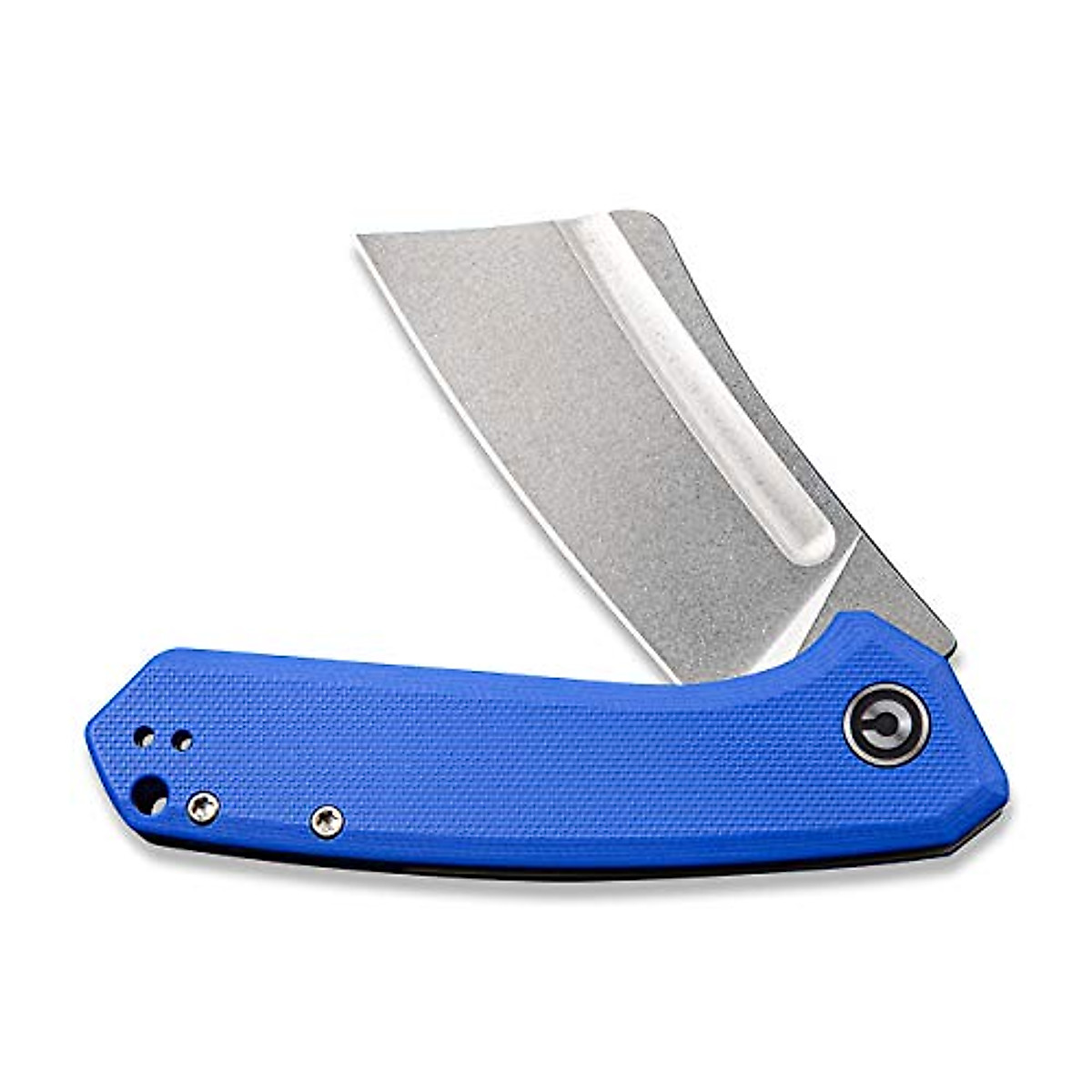 CIVIVI Mini Bullmastiff Pocket knife, Stout Cleaver Style Stonewashed Blade, G10 Handle,Flipper Open, Liner Lock,Reversible Deep Carry Pocket Clip, Everyday Carry Folding Knife C2004B (Blue)