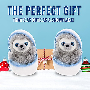 Made By Aliens Snowball Stuffed Surprise Zip Up Stuffed Animal – 6 inch Cute & Soft Plush Animal Toy – Perfect for Friends and Family All Ages Christmas Thanksgiving (Sloth)