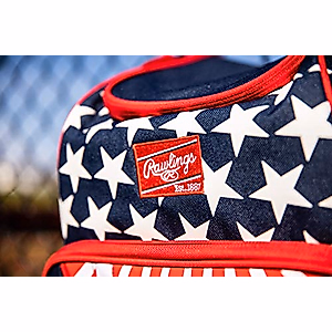 Rawlings | LEGION Backpack Equipment Bag | Baseball & Softball | Red/White/Blue