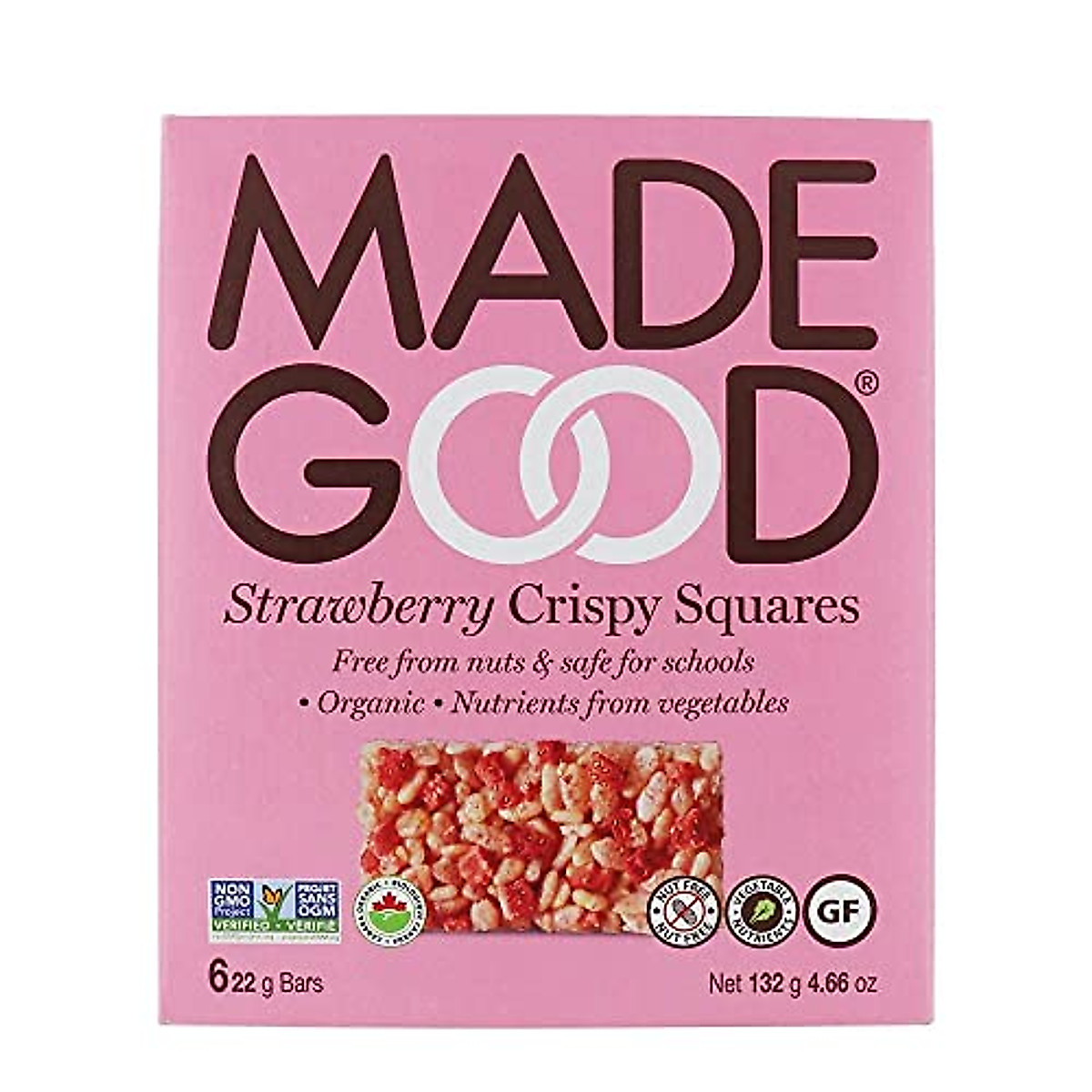 MADEGOOD Organic Strawberry Crispy Squares, 4.68 OZ