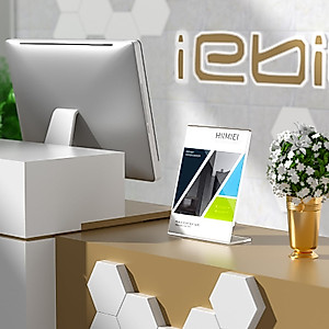 HIIMIEI Acrylic Slant Sign Holder 8.5x11 6 Pack, Plastic Table Menu Display Stand Holder, Plexi Single Ad Frame for Restaurants,Hotels,Stores