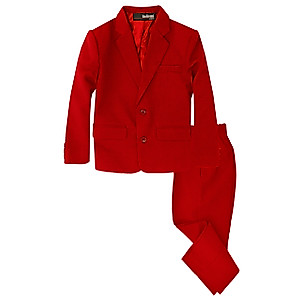 G218 Boys 2 Piece Suit Set Toddler to Teen (10, Red)