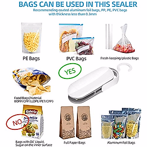 Mini Bag Sealer Heat Seal, 2 in 1 Sealer and Cutter Portable Mini Sealing Household Machine with Detachable Hook for Plastic Bags