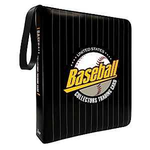 ZINOMAR Baseball Card Binder with Sleeves, 40 Pcs 9-Pocket Pages for 720 trading cards, Portable Card Collector Album Holder Book, Zip Carrying Case Display Storage for TCG - Black