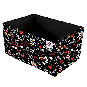 Heart Home Disney Mickey Print Non Woven Fabric 3-Replacement Drawer Storage And Cloth Organizer Unit for Closet (Black)-HHEART16028