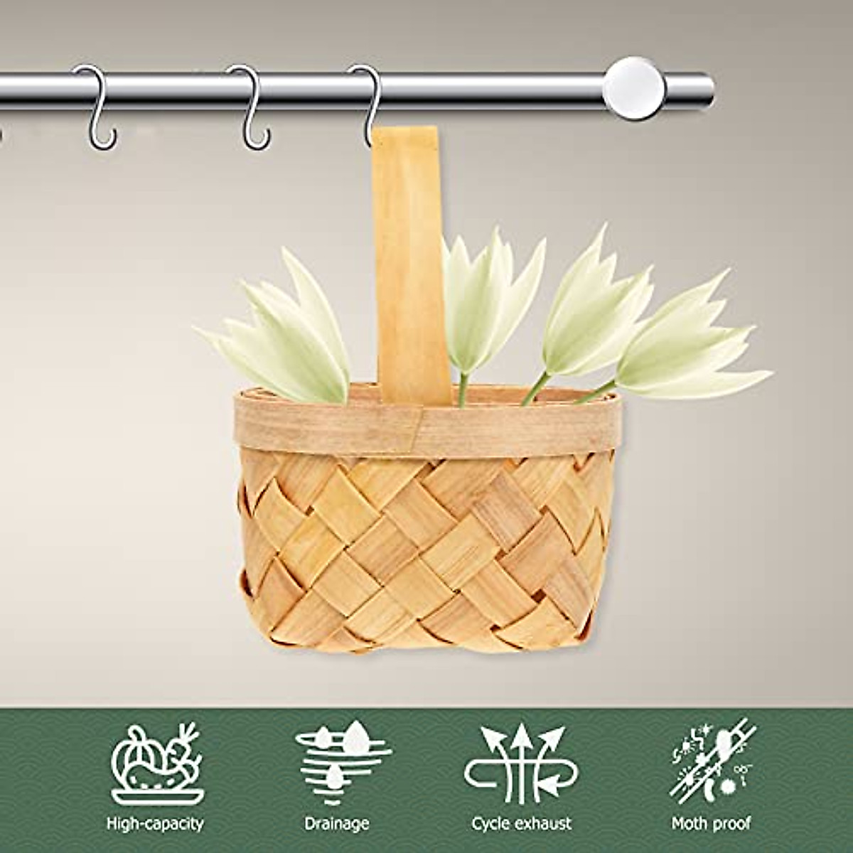 DOITOOL 4pcs MIni Woven Baskets Small Handmade Baskets with Handles Braided Basket Wood Chip Basket Hanging Baskets for Egg Gifts Home Decor 6. 5X4. 5CM