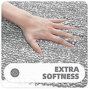 Color G Bathroom Rug Mat, Ultra Soft and Water Absorbent Bath Rug, Bath Carpet, Machine Wash/Dry, for Tub, Shower, and Bath Room (16"x24",Grey and White)
