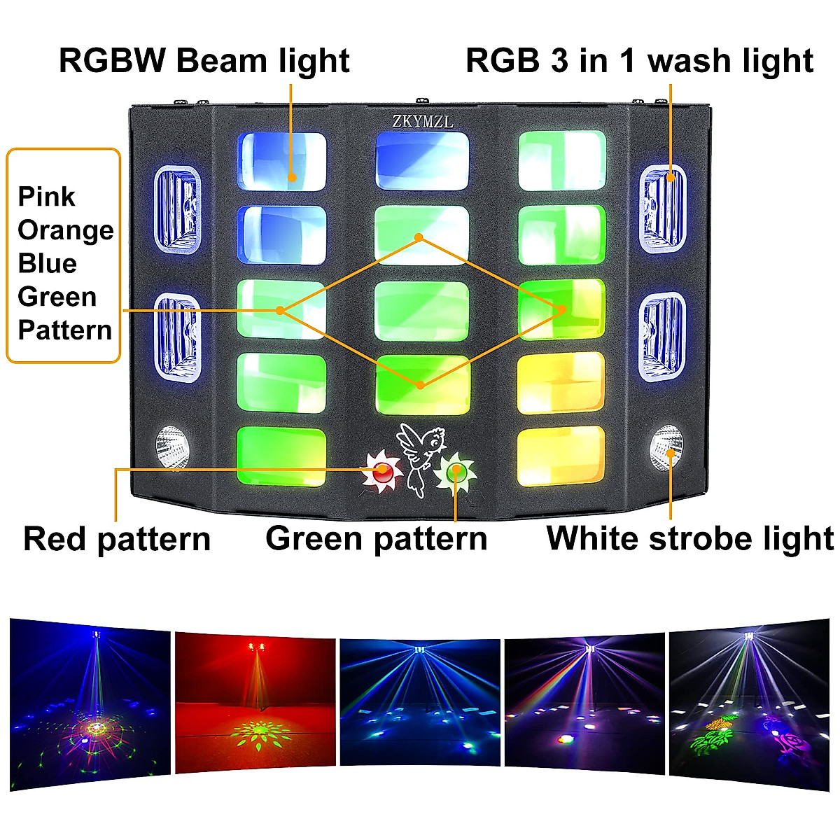 5 in 1 Disco Light DJ Light with Butterfly Beam Wash Pattern Strobe and 3535 LED Effect, Remote and DMX Control for Stage Wedding Bar Karawa Church Disco Show Party Lights...
