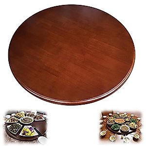 REDEXI Wood 30in Rotating Serving Tray Large Dining Table Turntable Round Rotatable Serving Plate Kitchen Countertop Lazy Susan Heavy Duty Tray, Rustic Style (Size : 80cm/30in)