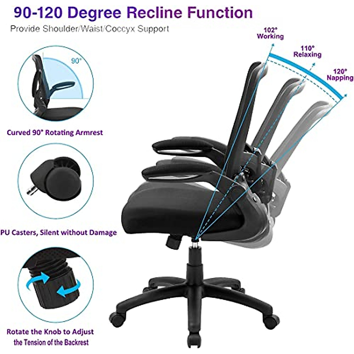 Office Chair Clearance, Ergonomic Desk Chair with Adjustable Height, Lumbar Support, High Back Mesh Computer Chair with Flip up Armrests, Task Chairs for Home Office - 300lb Executive Chair