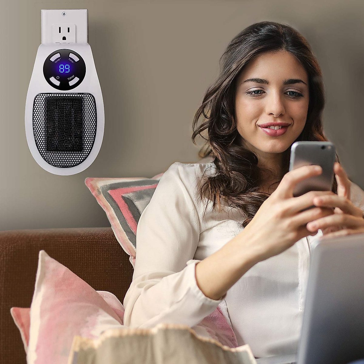 Wall Space Heater 350W&450W Remote Portable Electric Heater with Programmable Adjustable Thermostat, Overheat Protection, Precise LED Display, CSA Certification Safe Heater for Office Dorm Room