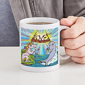 CafePress Narwhal And Unicorn Knitting Love Together Mugs Ceramic Coffee Mug, Tea Cup 11 oz