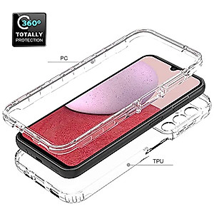 Dzxouui for Samsung A14 5G Case with [2 Pack] Screen Protector, Heavy Duty Shockproof Bumper Full Body Transparent Soft TPU Protection Cover Phone Cases for Samsung Galaxy A14 5G, Clear