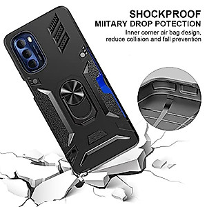 Military Grade Phone Case with Ring Card Holder Belt Clip Fits for Moto G Stylus 2022 6.8" Shockproof Moto G Stylus 2022 Case with Screen Protector Moto G Stylus 4g 2022 with Kickstand (Black)