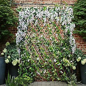 CEWOR 18 Pack Wisteria Hanging Flowers 3.7 Feet Artificial Flowers Fake Wisteria Vine Hanging Garland Silk Flowers String for Wedding Party Home Greenery Wall Decor (White)