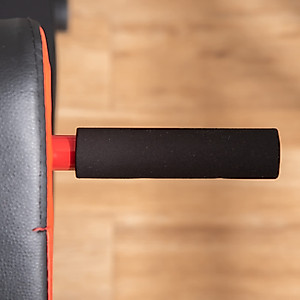 Soozier Adjustable Hyper Extension Dumbbell Weight Bench, Foam Leg Holders, Exercise Abs, Arms, Core, Strength Workout Station for Home Gym, Red