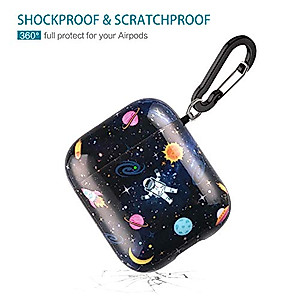 AirPods Case Gen 2&1, Lokigo Spacemen AirPods Case Cover Full Protective AirPods with Wireless Charging Hard Case Kits with Keychain/Strap/Earhooks/Watch Band Holder for Girls Women Men