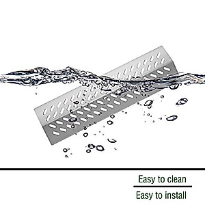 Damile Stainless Steel Grill Heat Plates Heat Shield Flame Tamer, BBQ Gas Grill Replacement Parts Accessories for Bull BBQ Grills, Angus, Brahma, 7-Burner, 4-Burner, 5-Burner, 17 10/16 x 5 8/16 inch