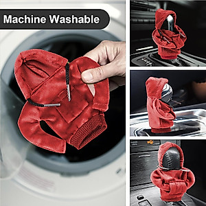 Bicotand 2Pcs Hoodie Car Gear Shift Cover, Universal Car Shifter Hoodie, Hoodie Shift Knob Cover, Gear Shift Hoodie, Hoodie Gear Shift Cover (Blue+Red)