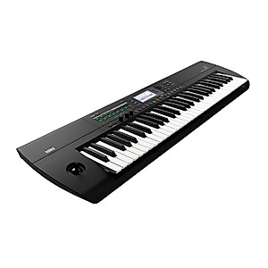 Korg i3 61-Key Music Workstation (Matte Black) Bundle with Knox Gear Flip-Top Bench (Black) and Studio Headphones (3 Items)