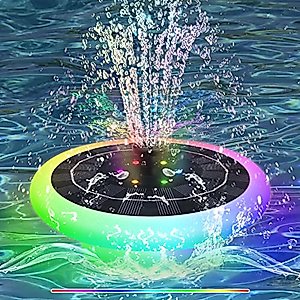 Solar Pool Lights with Led Pool Fountain RGB Color Automatic Lighting Outdoor Waterproof with 6 Removable Nozzles for Garden Decoration Pond Outdoor Pool Aquarium etc.