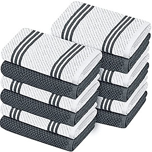 Oakias Terry Dish Cloths Grey (12 Pack, 12 x 12 Inches) – Cotton Dish Towels – Highly Absorbent & Quick Drying Kitchen Towels – Pop Corn Style…
