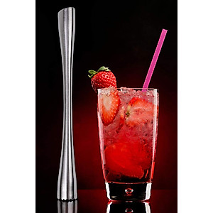 ITTA 10" Solid Stainless Steel Muddler with Serrated End (1)