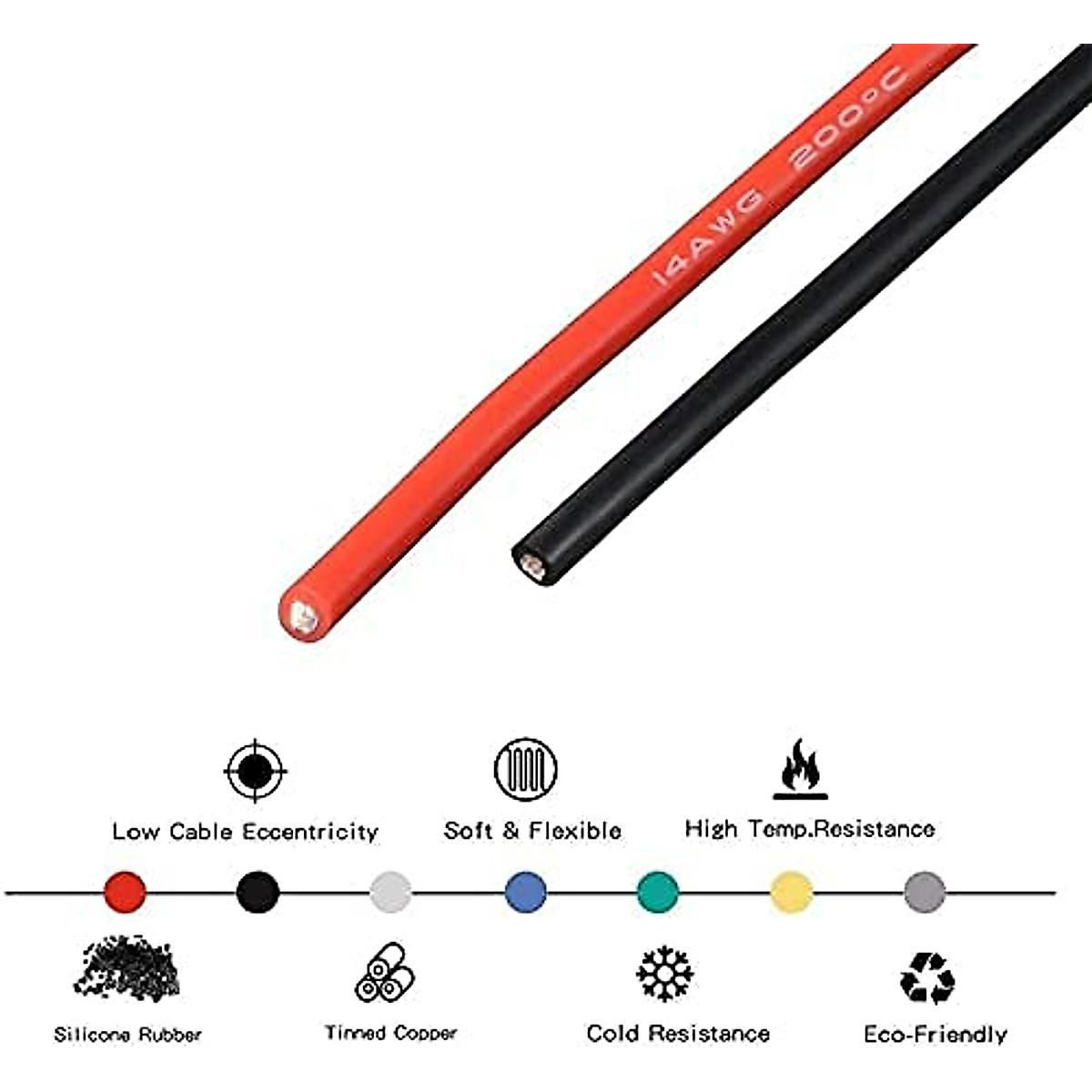 Audance XT90 XT 90 Connectors Male and Female with 2M 14 AWG Silicone Wire, Battery 5mm Heat Shrink Tube for FPV Connector RC Hobby Electric Motors & Parts (5 Pairs), Yellow