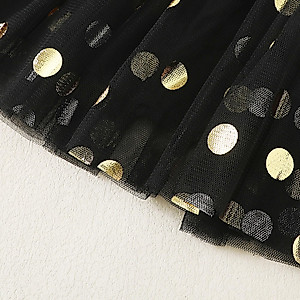 LYSMuch Toddler Kids Baby Girl's Birthday Outfits Princess Vest Sleeveless Shirt Mesh Tutu Skirt Set (Black Birthday Princess Long sleeve,7-8 Years)