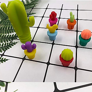 DOITOOL Wine Glass Charms Markers, 7 Pcs Silicone Wine Bottle Stopper Cactus Shaped Champagne Stopper Food Grade Beverage Closures Bar Preservation Tool Random Color