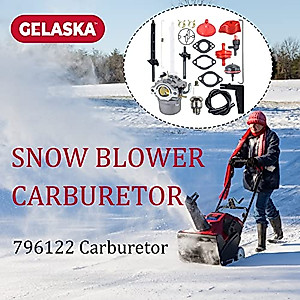 GELASKA 796122 Carburetor Replaces 794593 793161 696737 for Briggs and Stratton 20M107 20M414 20A113 20A114 20A412 21B414 20C114 21C114 Engines and Cub Cadet 528SWE 945SWE 930SWE 933SWE Snow Throwers