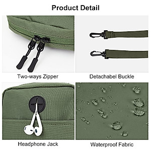 PAUBACK Green Man's Small Crossbody Handbag, Travel Passport Wallet for Men, Lightweight Nylon Hiking Bag, Unisex Handbag for Outdoor Enthusiasts