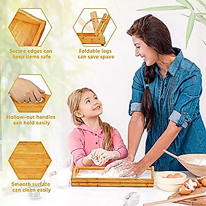 Bamboo Bed Tray Table for Eating Foldable Breakfast Tray for Bed, Trays for Eating Dinner Serving Tray with Folding Legs for Bedroom, Hospital, Home by FURNINXS