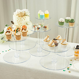 Efavormart Lovely 6 Tier Heavy Duty Acrylic Crystal Glass Clear Cake Dessert Decorating Stand for Birthday Party Wedding
